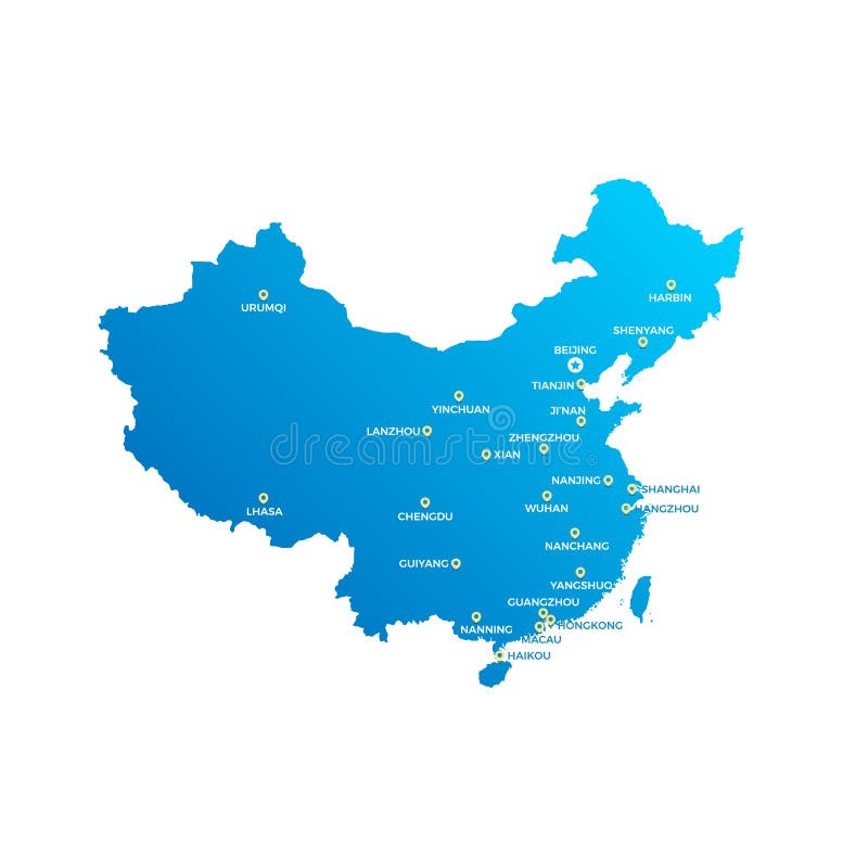 China City Names Map stock vector. Illustration of graphic - 197203732