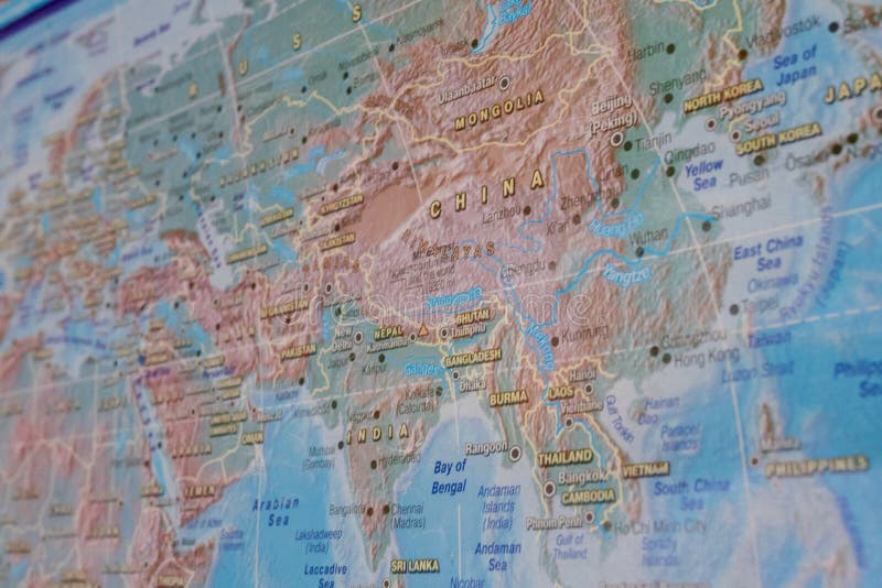 China Close Up on Map, Asia Country Stock Photo - Image of location ...