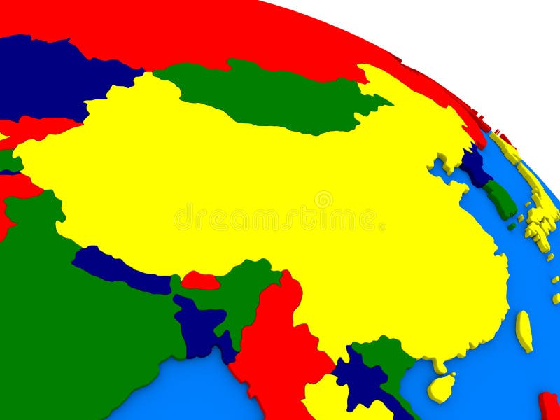 China on colorful 3D globe stock illustration. Illustration of asian ...