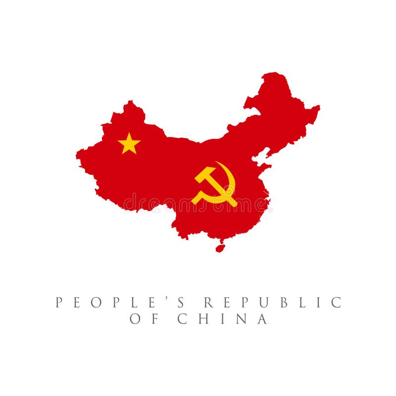 China Communist Flag Map. Isolated on White Background. Chinese ...