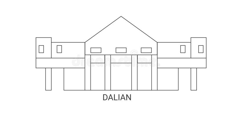 China, Dalian Travel Landmark Vector Illustration Stock Vector ...