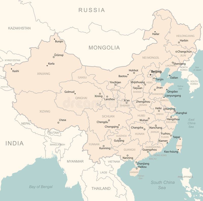 China - Detailed Map with Administrative Divisions Country Stock ...
