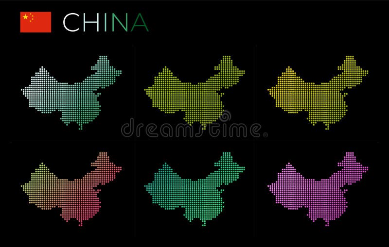 China dotted map set. stock vector. Illustration of geography - 268152013