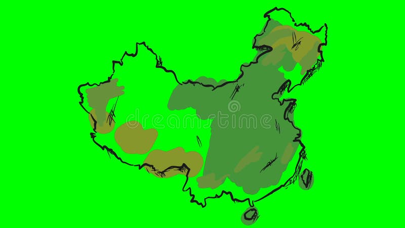 China Drawing Outline Map Green Screen Isolated Stock Footage - Video ...