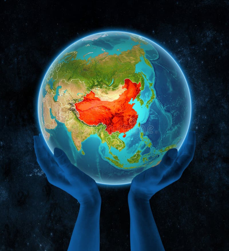 China on Earth from space stock illustration. Illustration of render ...