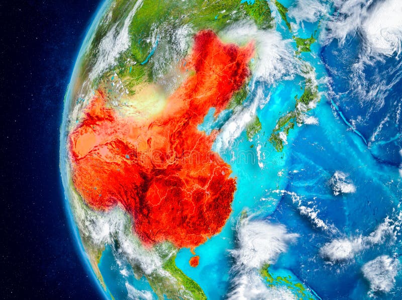 China on Earth from space stock illustration. Illustration of political ...