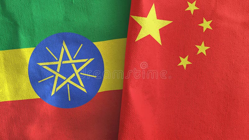 China Vs Ethiopia, Ethiopian Smoke Flags Placed Side by Side. Thick ...