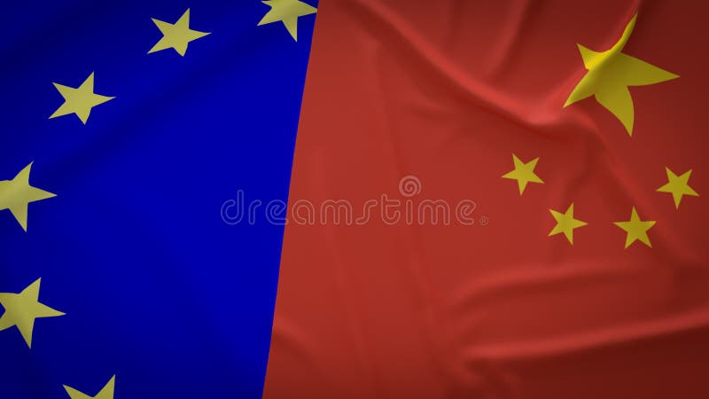 The China and Eu Flag for Business Concept 3d Rendering Stock ...