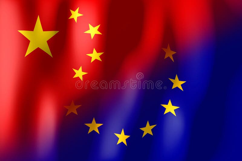 China and European Union Flags Stock Illustration - Illustration of ...