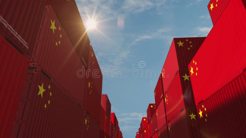 China Export Cargo Containers in Row Endless Stock Footage - Video of ...
