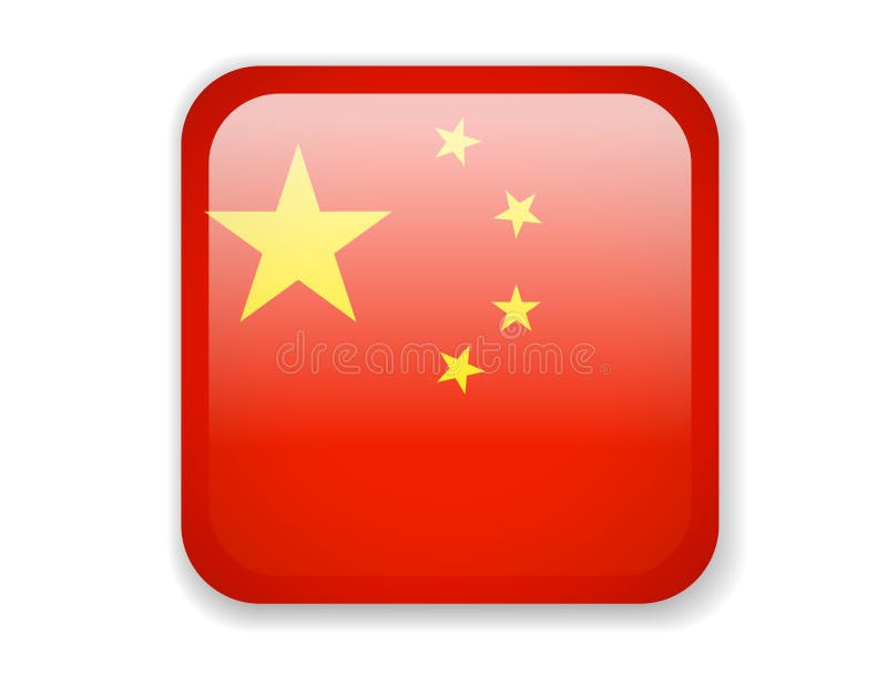 China Flag. Bright Square Icon on a White Background Stock Illustration ...