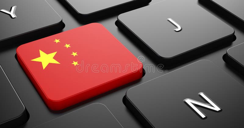 China - Flag on Button of Black Keyboard. Stock Illustration ...