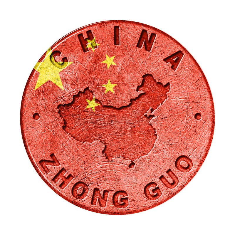 China Flag Button with Map stock illustration. Illustration of emblem ...