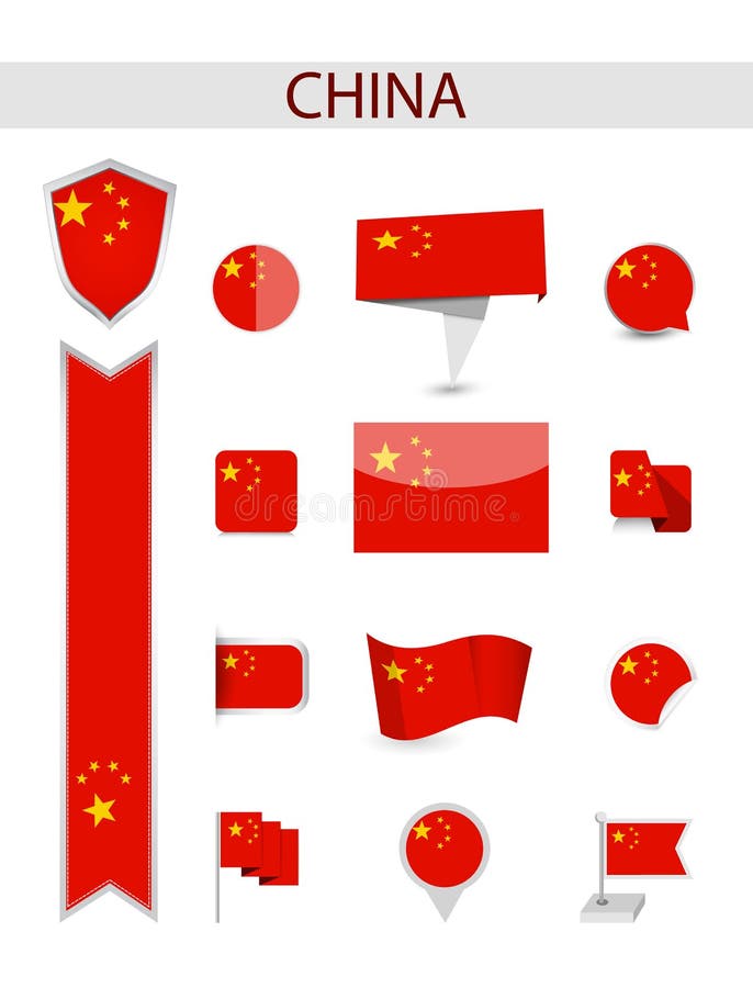 China Flag Collection stock vector. Illustration of icon - 137143747