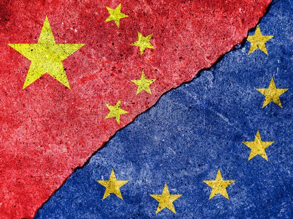 China Flag and EU Flag Combined Again Stock Photo - Image of control ...