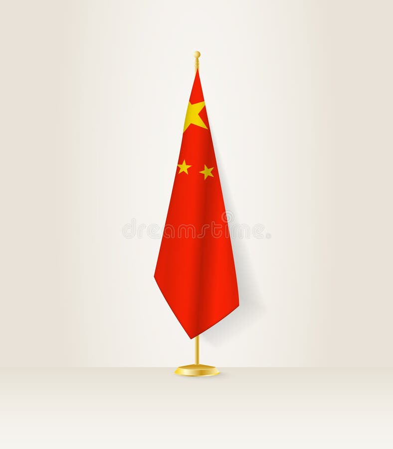 China flag on a flag stand stock vector. Illustration of international ...