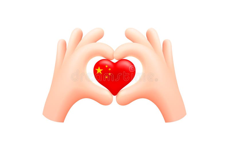 China Flag in Form of Hand Heart. National Flag Concept Stock Vector ...