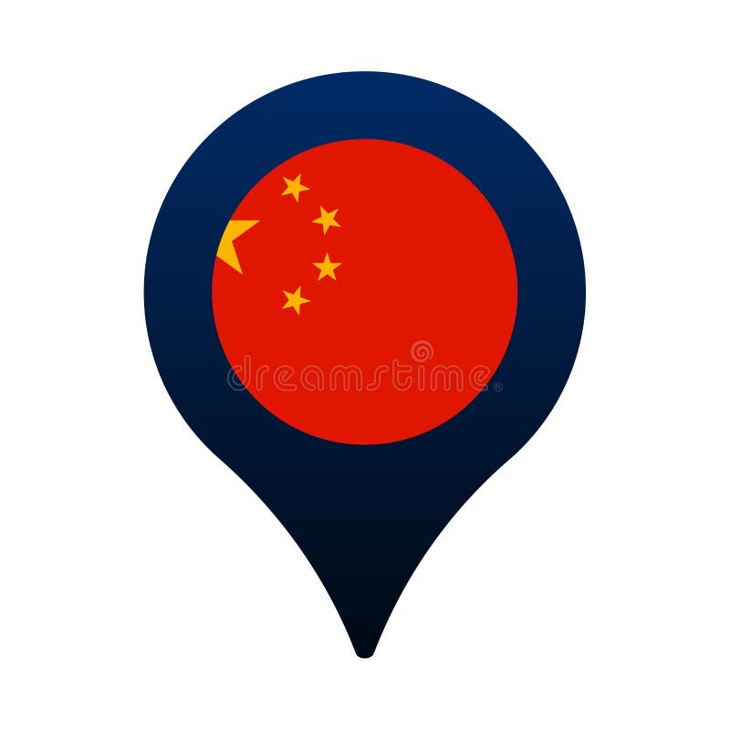 China Flag and Map Pointer Icon. National Flag Location Icon Vector ...
