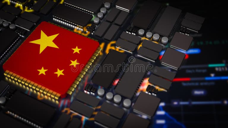 The China Flag on Pcb Board for Technology Concept 3d Rendering Stock ...
