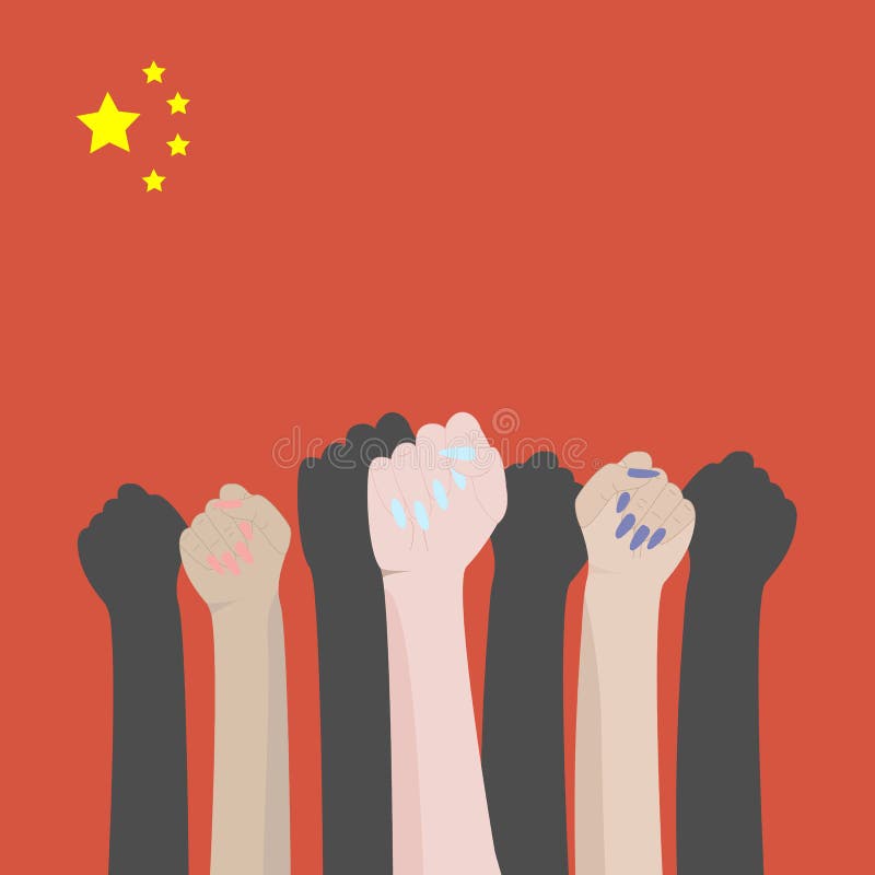 China Flag with Raised Protest Hands Vector Stock Vector - Illustration ...