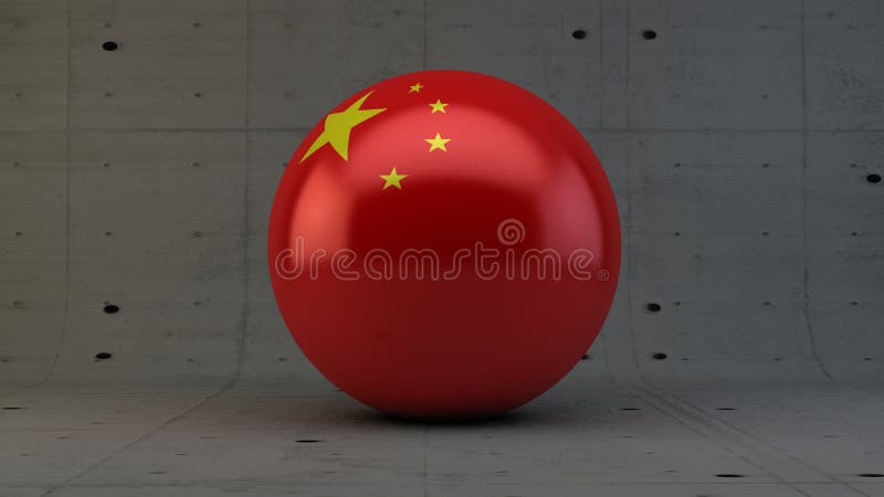 China Flag Sphere Icon in Concrete Room Stock Illustration ...