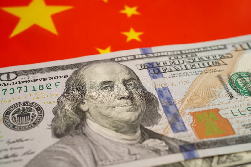 China Flag with US Dollar Banknote for Finance Business Stock Photo ...