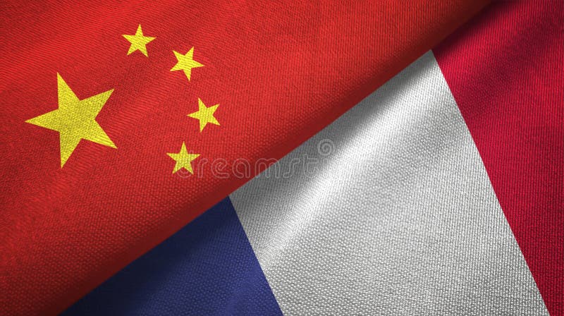 China and France Flags Together, Fabric Texture, Thunder Icon, 3D ...