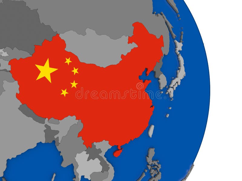 China on globe with flag stock illustration. Illustration of asia ...