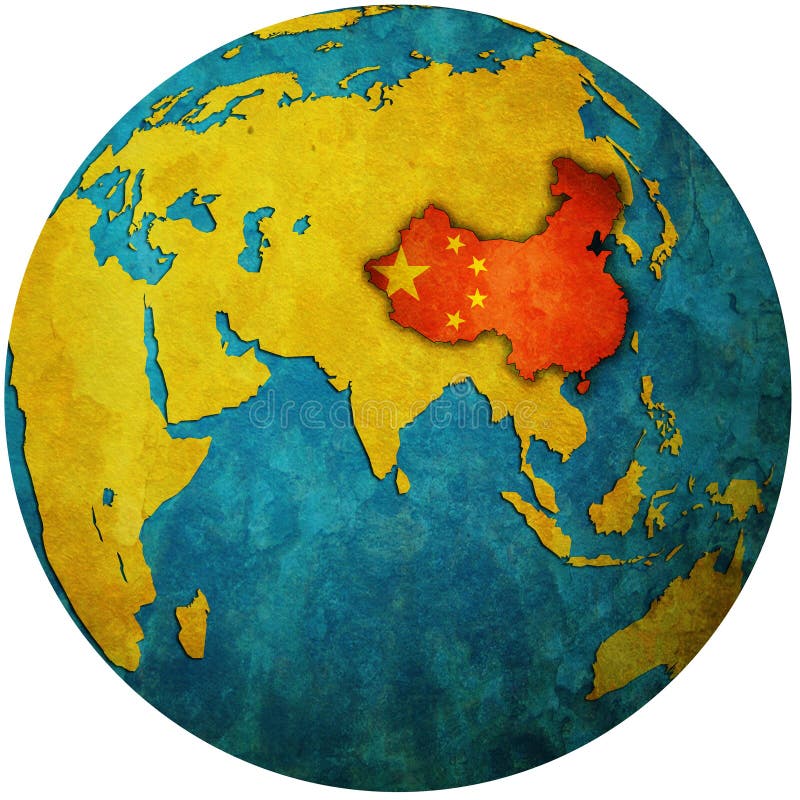 China on globe map stock illustration. Illustration of territory ...