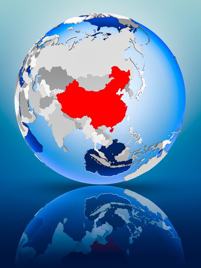 China on globe stock illustration. Illustration of political - 125466595