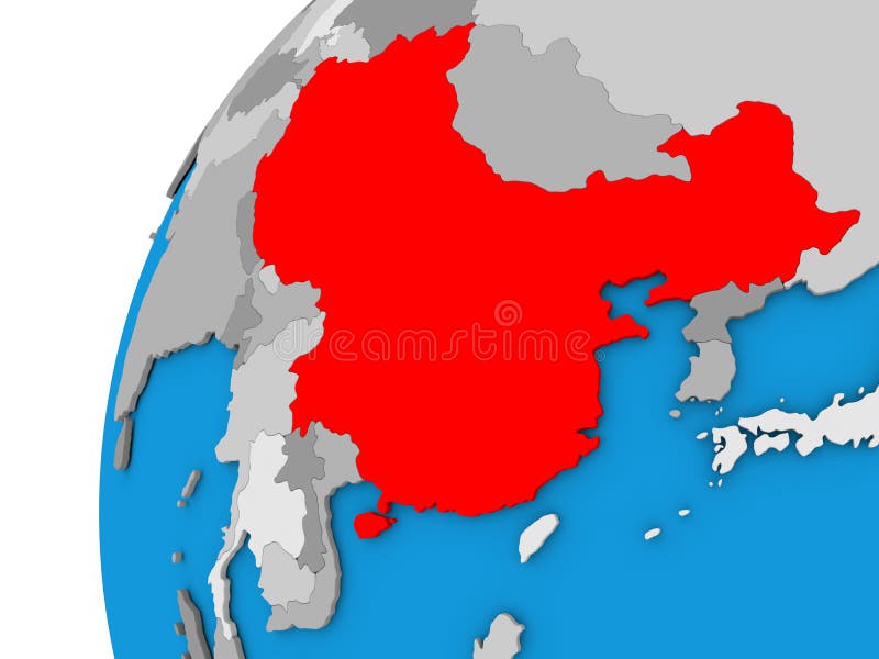 China on globe in red stock illustration. Illustration of national ...