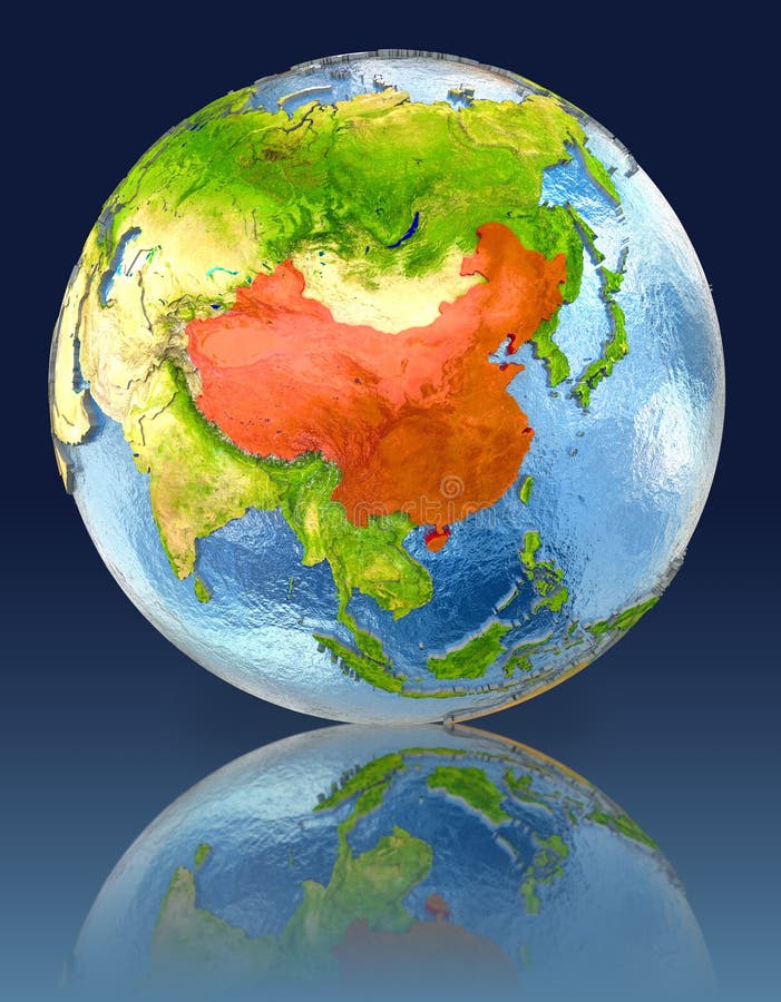 China on Globe with Reflection Stock Illustration - Illustration of ...