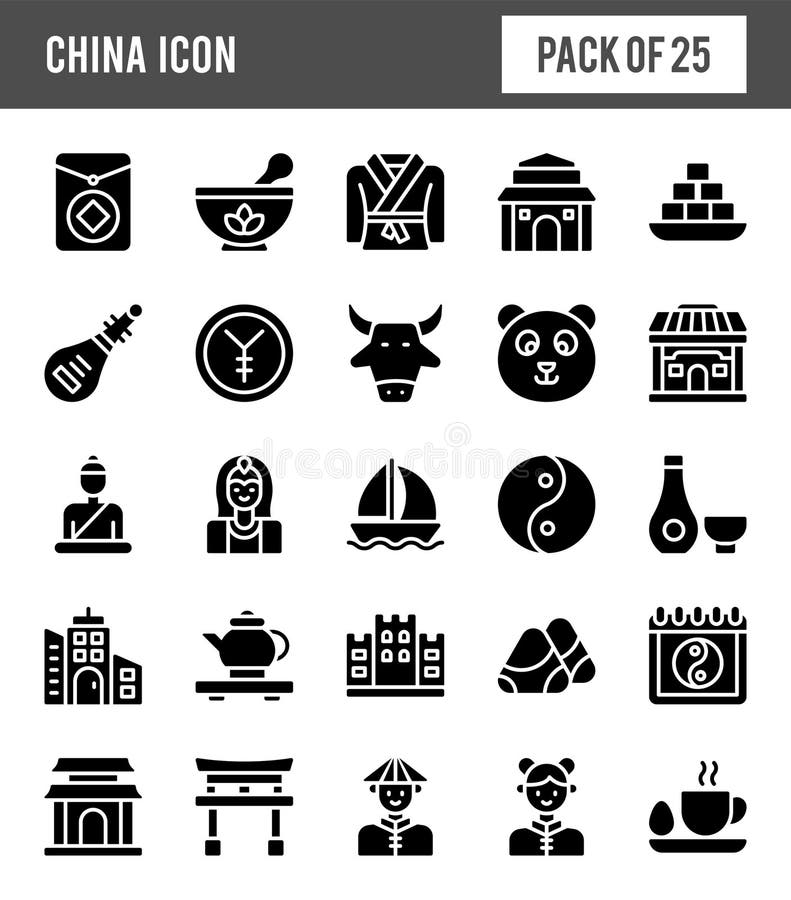 25 China Glyph Icon Pack. Vector Illustration Stock Vector ...