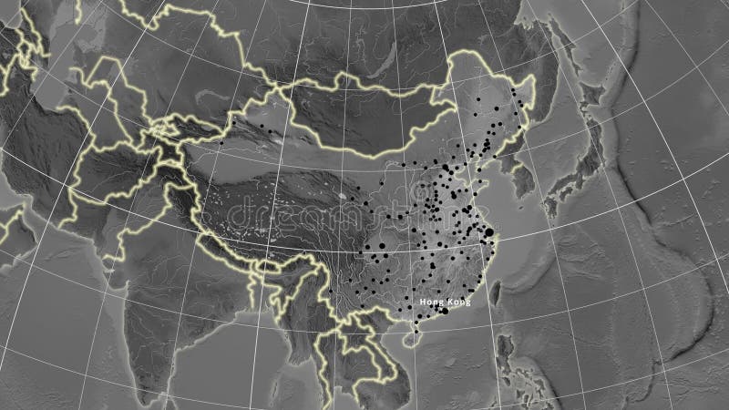 China area. Grayscale map stock illustration. Illustration of ...