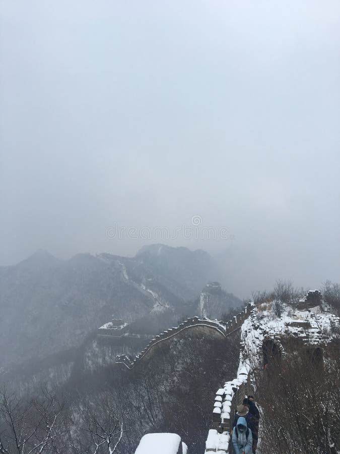 China Great Wall Snow Scene Stock Image - Image of wonder, asia: 141641811