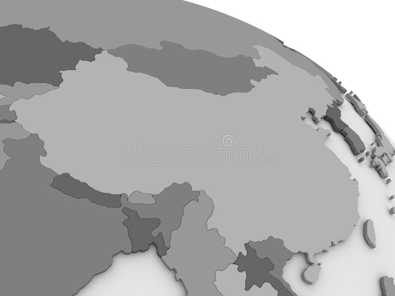 China on grey 3D map stock illustration. Illustration of render - 73283473