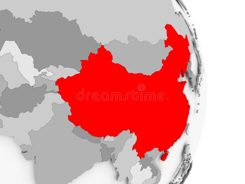 China on Grey Political Globe Stock Illustration - Illustration of grey ...