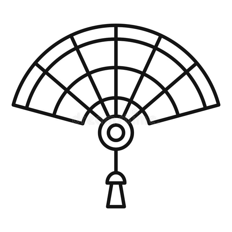 China Hand Fan Icon, Outline Style Stock Vector - Illustration of ...