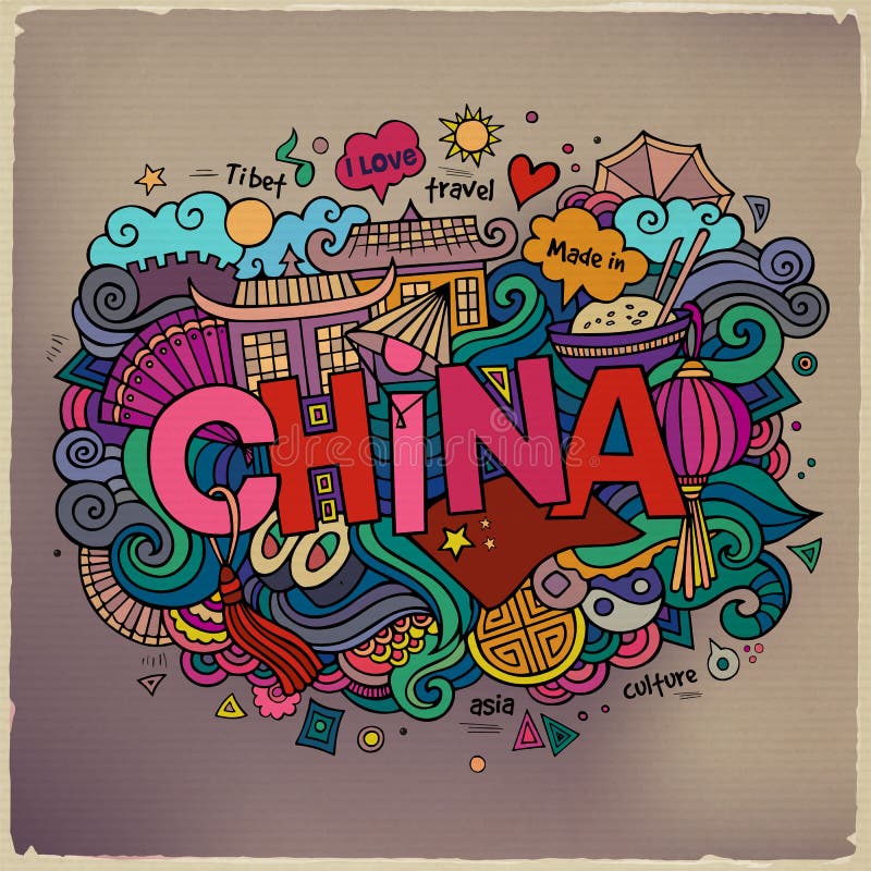 China Hand Lettering and Doodles Elements Stock Vector - Illustration ...