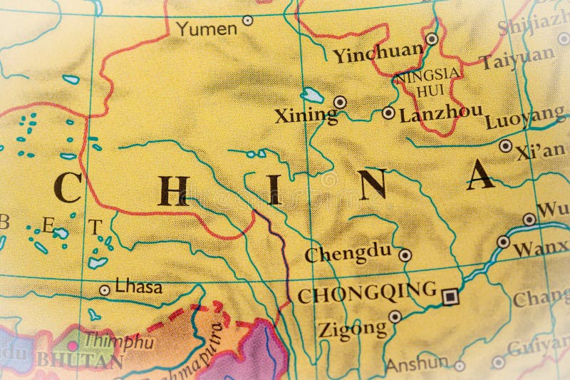 map of the world with china highlighted