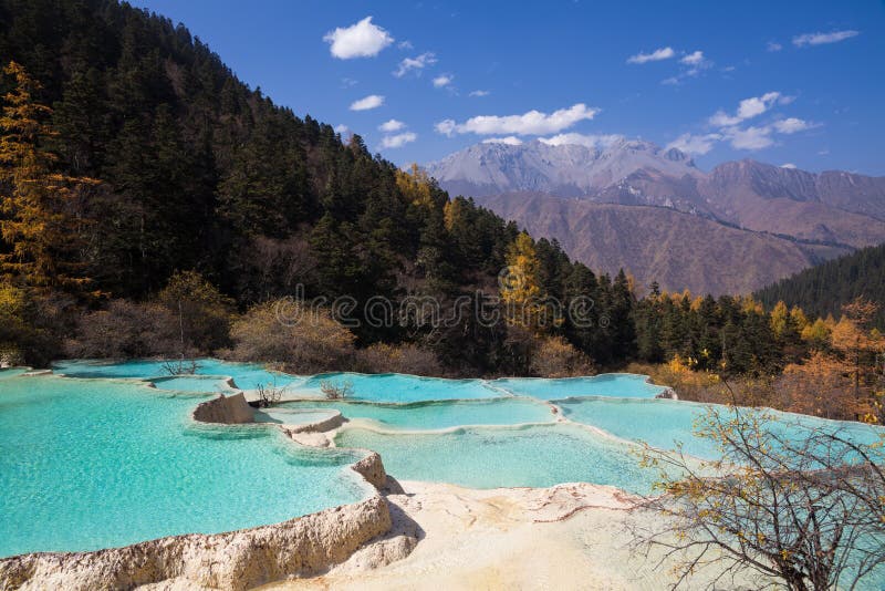 China Huanglong landforms stock image. Image of jiuzhaigou - 40940359