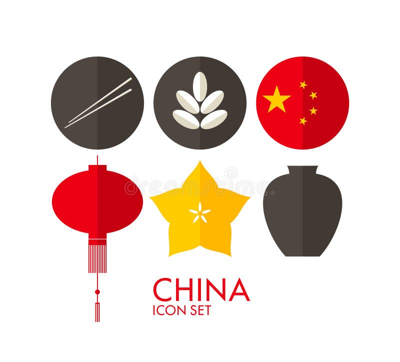 China. Icon set stock vector. Illustration of sign, retro - 50831772
