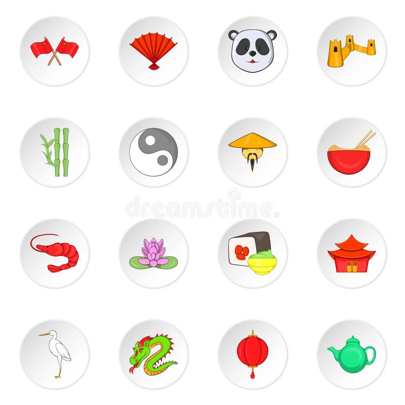 China icons, cartoon style stock vector. Illustration of sticks - 78761976