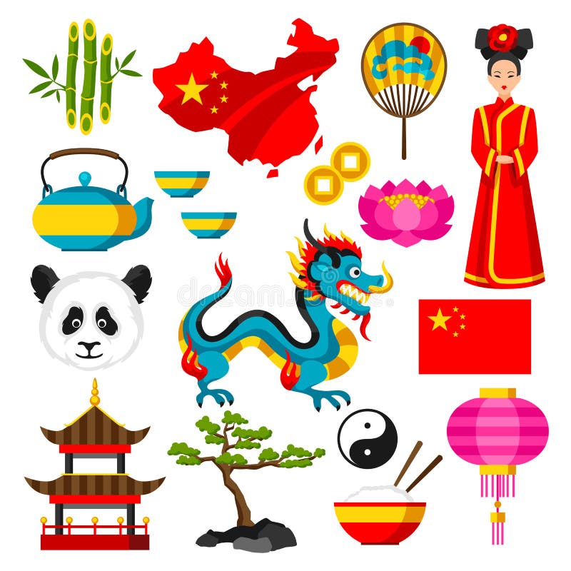 China Icons Set. Chinese Symbols and Objects Stock Vector ...