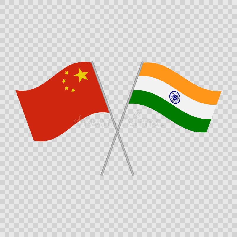 China and India Crossed Flags. Vector Illustration Stock Illustration ...