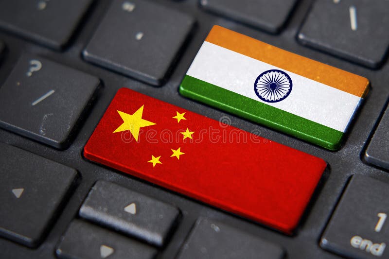 China and India Flags on Computer Keyboard Stock Image - Image of ...