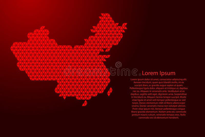 China Map Abstract Schematic from Red Triangles Repeating Pattern ...