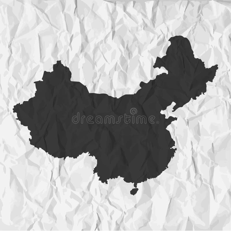 China Map in Black on a Background Crumpled Paper Stock Vector ...