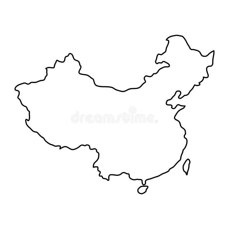 China Map from Black Isolines or Level Line Geographic Topographic Map ...