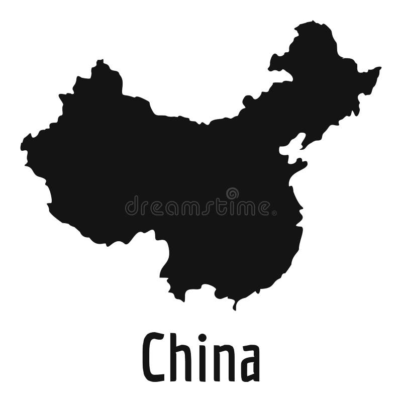 China Map in Black Vector Simple Stock Vector - Illustration of ...